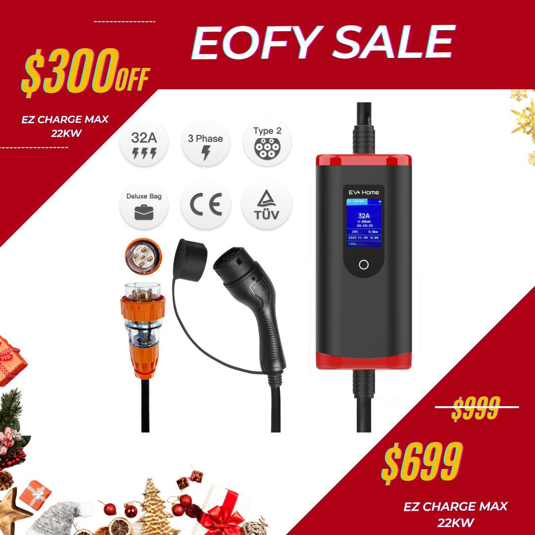 EZ Charge Max - 22kW Type 2 Portable EV Charger | 32A 3Phase |5-Pin AU Plug – EvsHome