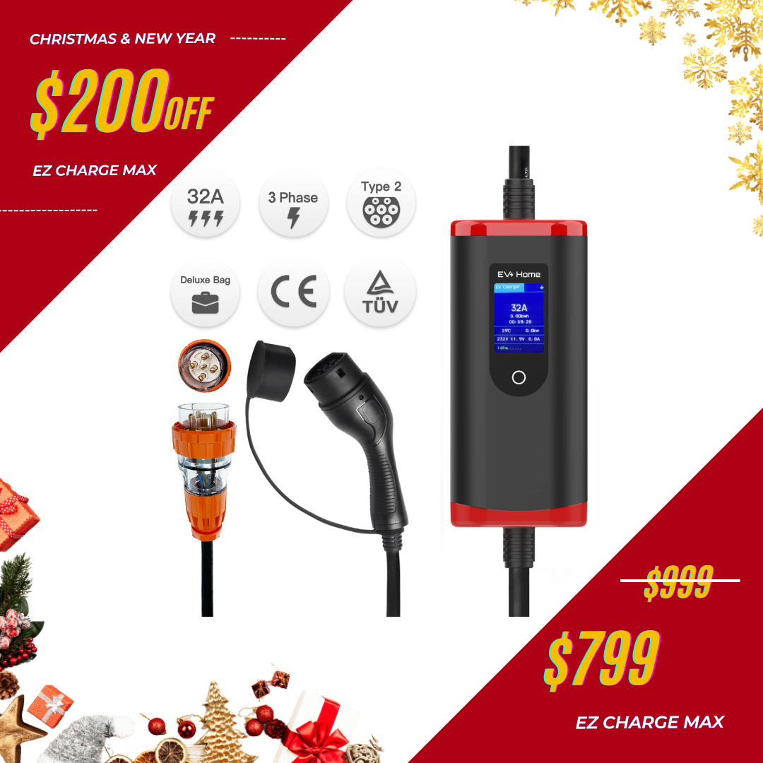 EZ Charge Max - 22kW Type 2 Portable EV Charger | 32A 3Phase |5-Pin AU ...